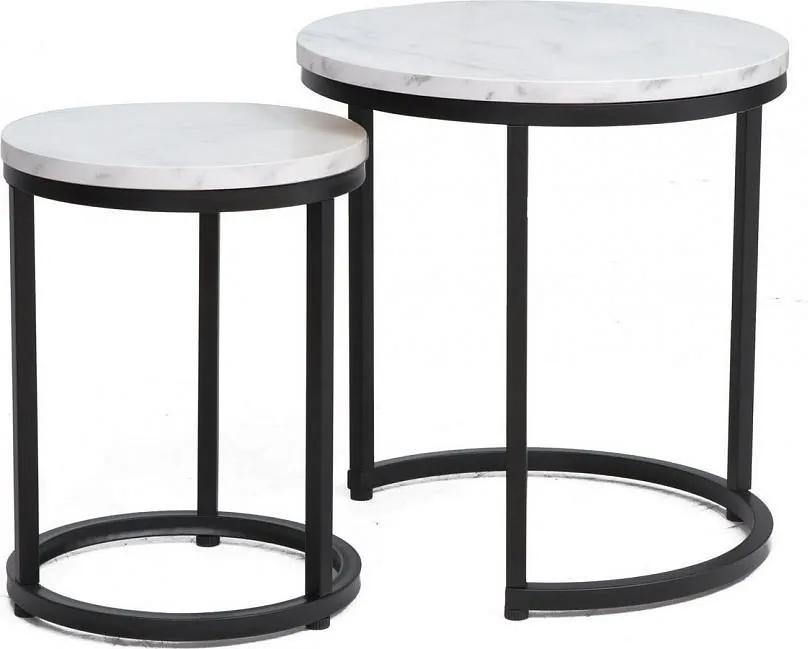 Casarredo - Komfort nábytek Sada konferenčních stolků 2 ks BOLA bílý mramor/černá