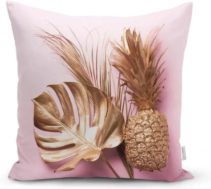 Povlak na polštář Minimalist Cushion Covers Golden Ananas and Leafes, 45 x 45 cm