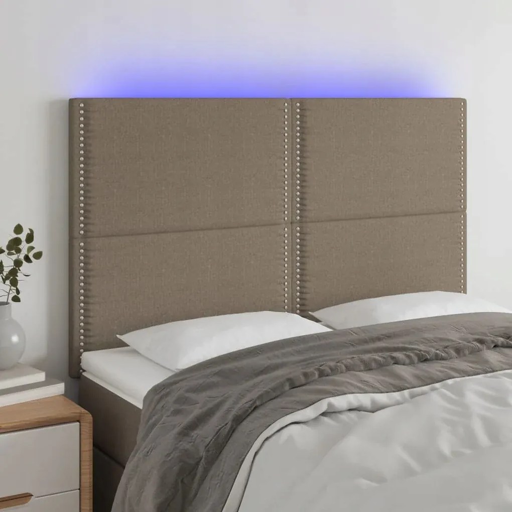 Čelo Postele S Led Textil Taupe 144 x 5 x 118/128 cm