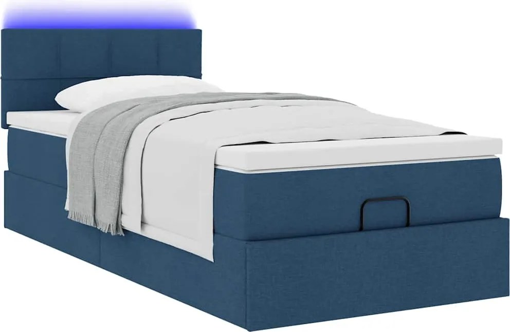 Osmanský rám postele s matrací modrá 90x190cm textil 3312276