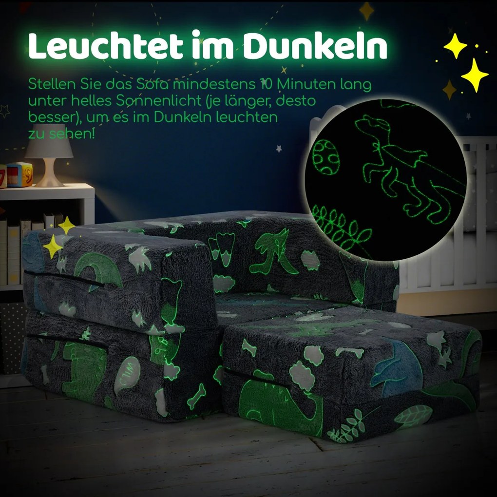 Costway Modular dětská pohovka Glow in Dark Play Sofa Modular Sofa, šedá