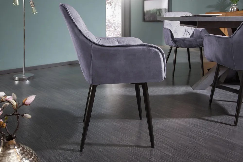 Designová židle Garold šedý samet