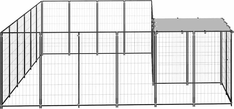Psí kotec černý 8,47 m² ocel 3082212