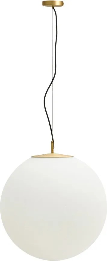 Bílé/ve zlaté barvě kovové závěsné svítidlo se skleněným stínidlem ø 50 cm Brisia – Kave Home