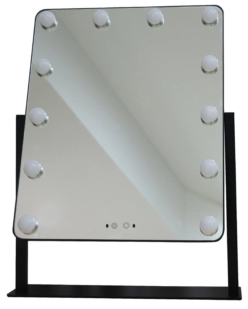 Bezdoteku Holywood zrcadlo s LED žárovkami HZ1 velké černé