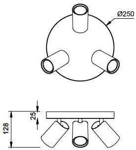 Mantra Sal, černé kulaté spotové svítidlo 3xGU10, průměr 25cm