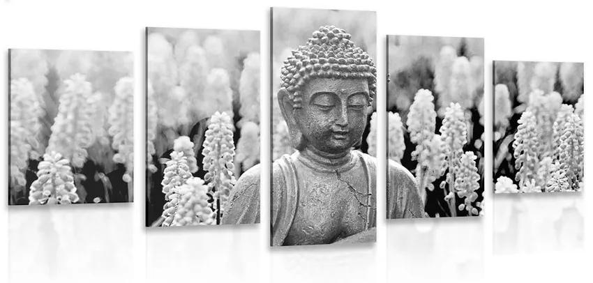 5-dílný obraz jin a jang Buddha v černobílém provedení Varianta: 100x50