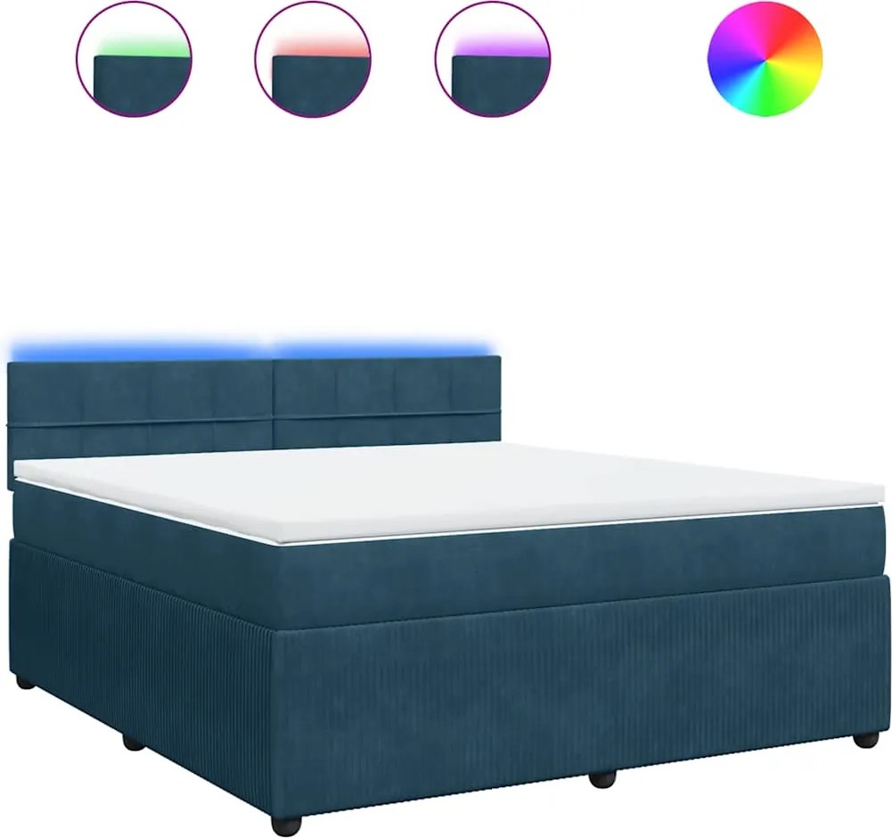 Box spring postel s matrací modrá 180 x 200 cm samet 3290110