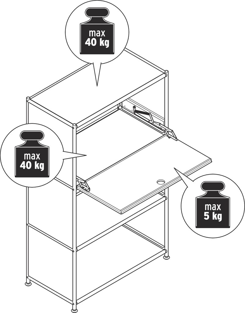 Tchibo - Kovový sekretář »Cn3« - barva: šedá