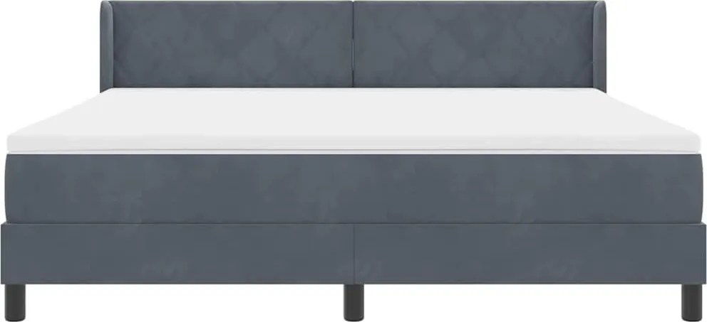 Postel s boxspringem s čelo Tmavě šedá 200 x 180 cm samet 3341535