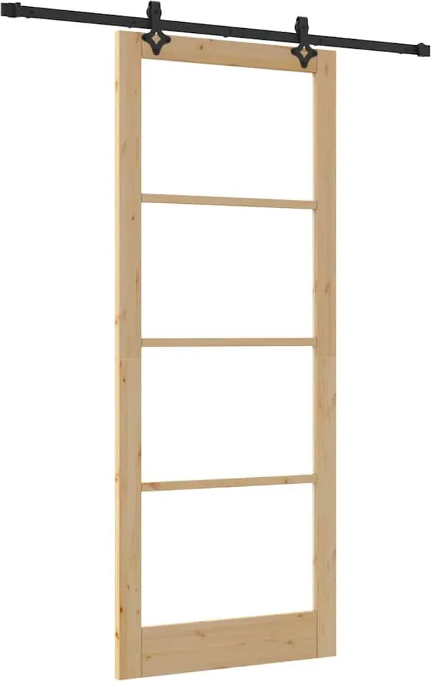 Posuvné dveře ORKDAL 93 x 232 cm Masivní borové dřevo a sklo 3332179