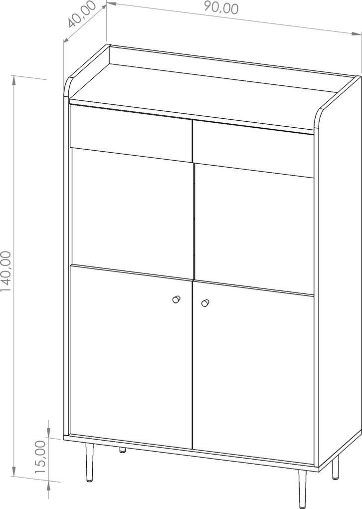 GAB Vitrínová skříň NEFERTUM WIT90, 90 cm