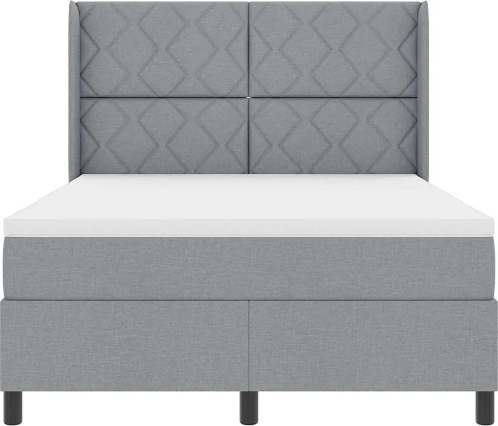 Postel s boxspringem s čelo Světle šedá 190 x 140 cm textil 3341700