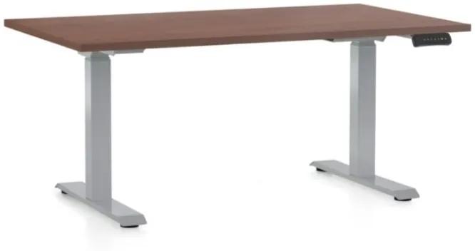 Výškově nastavitelný stůl OfficeTech D, 140 x 80 cm - šedá podnož Barva: Dub