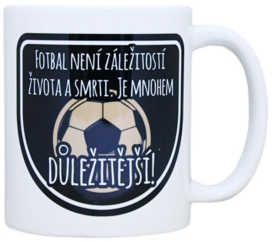 Super plecháček Keramický hrnek s potiskem fotbal Objem a motiv: 200 ml bílý uvnitř