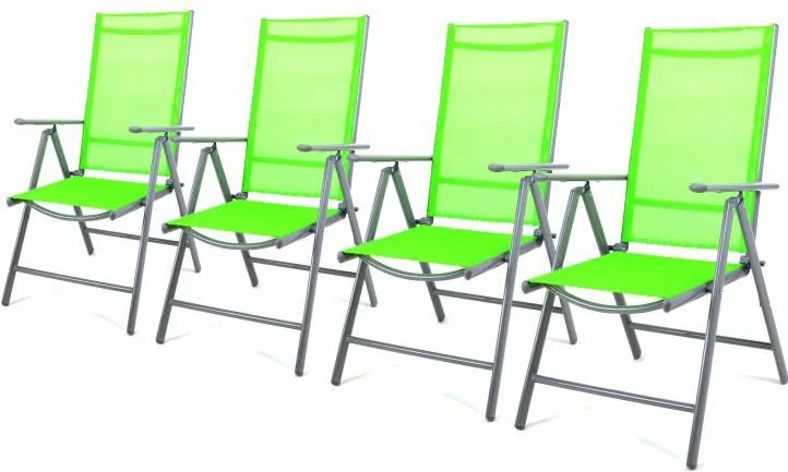 Garthen 27152 Sada 4 hliníkových skládacích židlí - zelená