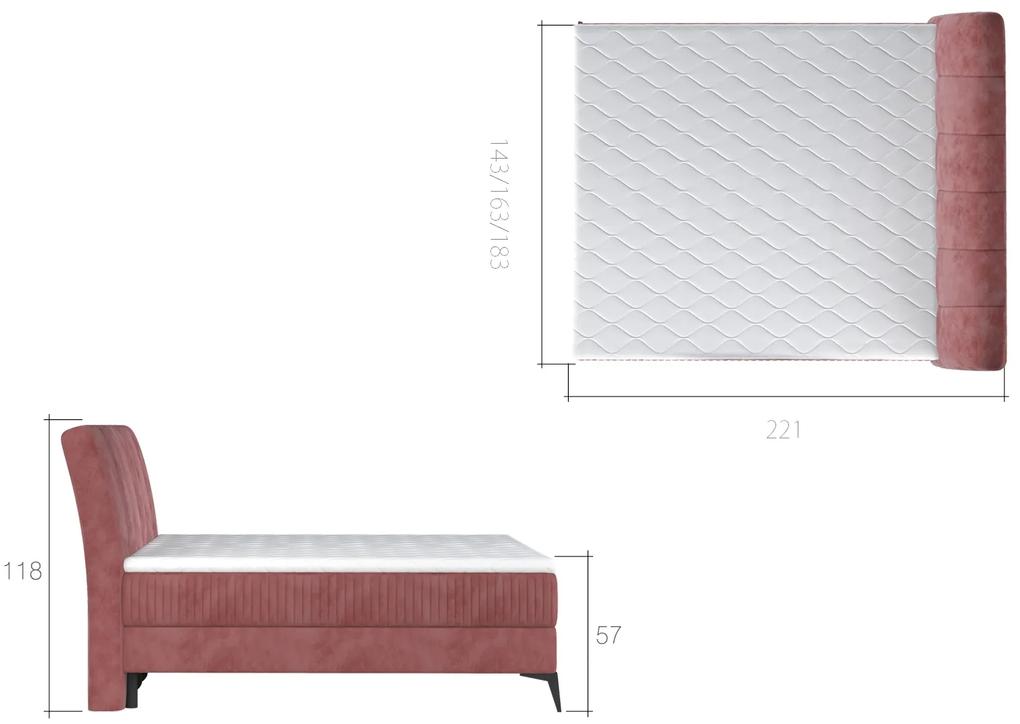 Elegantní box spring postel Ariana 180x200, světle šedá