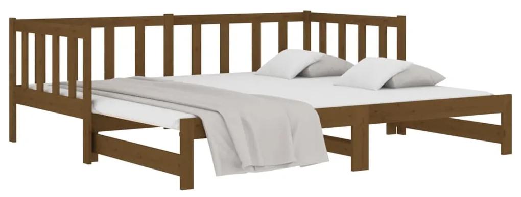 Výsuvná postel medově hnědá 2x (90 x 190 cm) masivní borovice,  814667