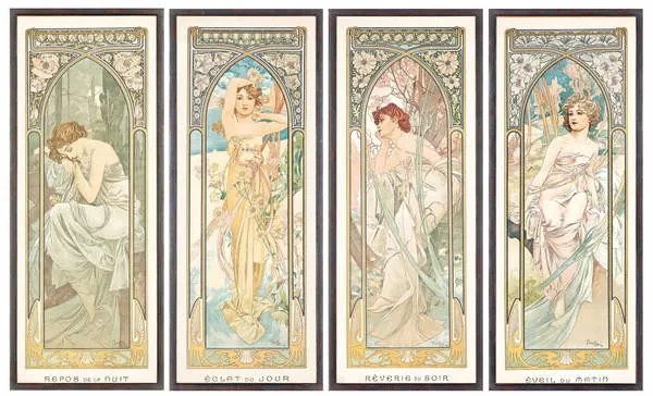 Mucha, Alphonse Marie - Obrazová reprodukce The Times of the Day; Les heures du jour , 1899, (40 x 24.6 cm)