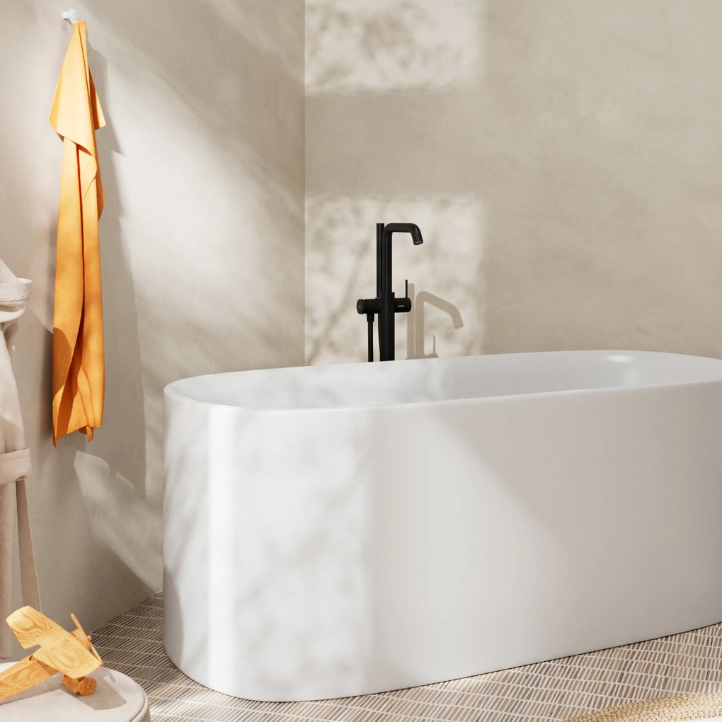 Hansgrohe Tecturis S, páková vanová volně stojící baterie na podlahu, černá matná, HAN-73440670