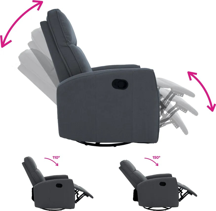 Relaxační otočné křeslo, šedá, MEKENZI