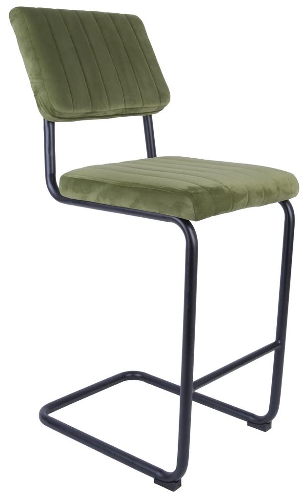 Select Time Mechově zelená sametová barová židle Adamo