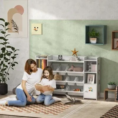 AIYAPLAY dětský úložný nábytek, dětský regál na hračky s 8 odnímatelnými boxy, 140 x 30 x 90 cm, bílý