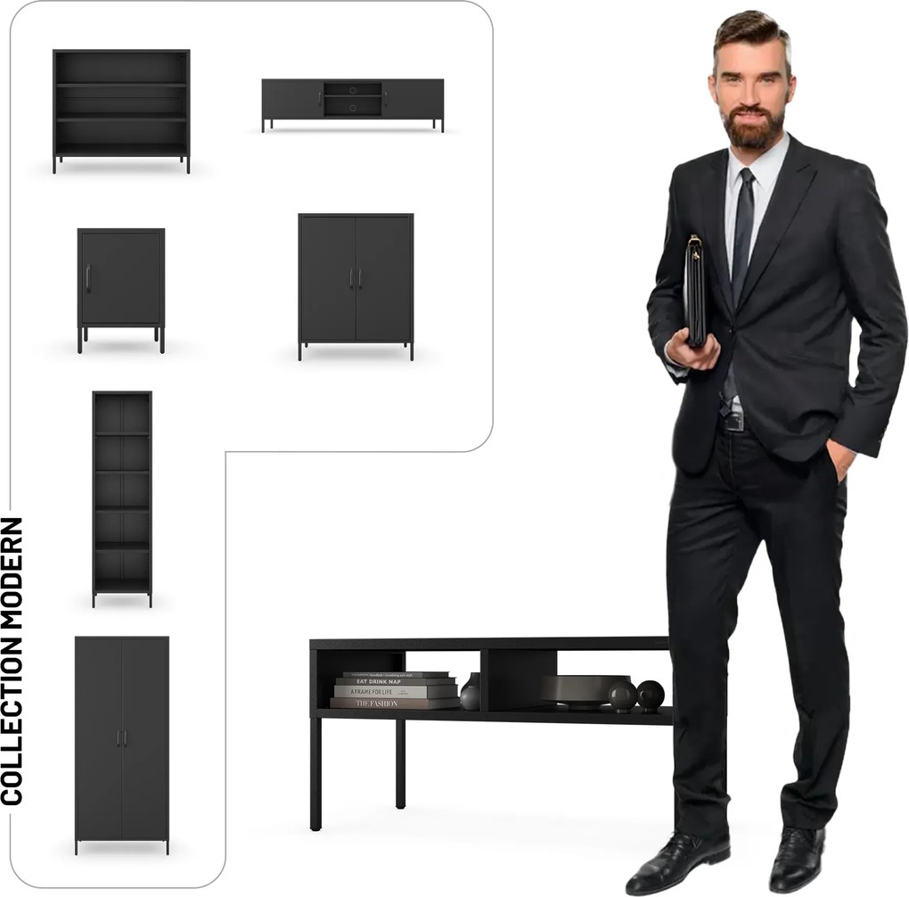 Konferenční stolek černý kovový obdélníkový, 900x450x450 mm: MATTEO
