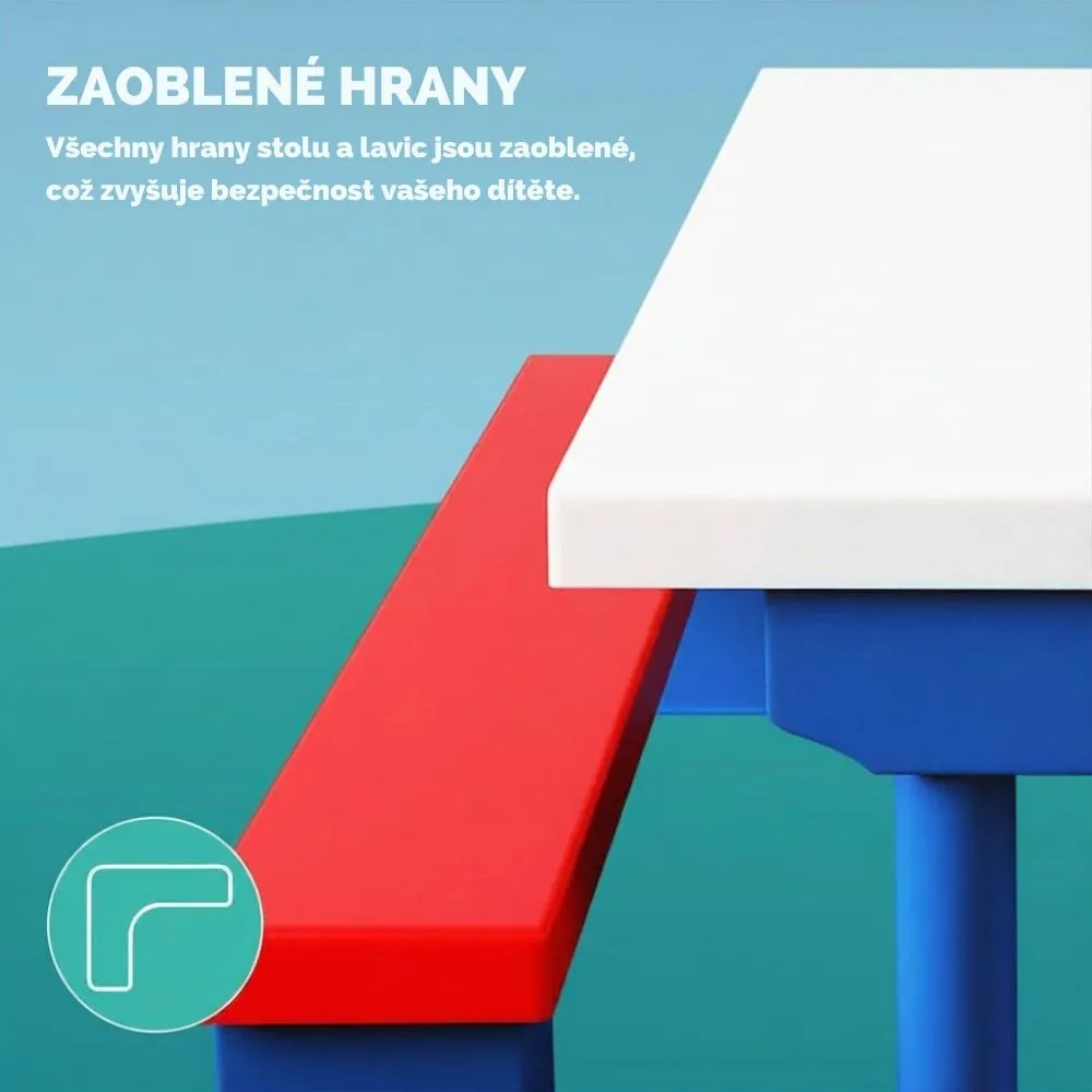Dětská sedací sestava se slunečníkem JASMIN, 67x78,5x42,5cm, modrá/bílá/červená Spielwerk