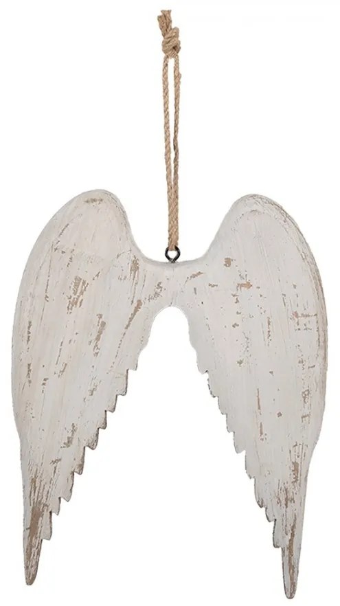 Bílá antik dřevěná závěsná andělská křídla Angel Rustic - 20*3*27 cm
