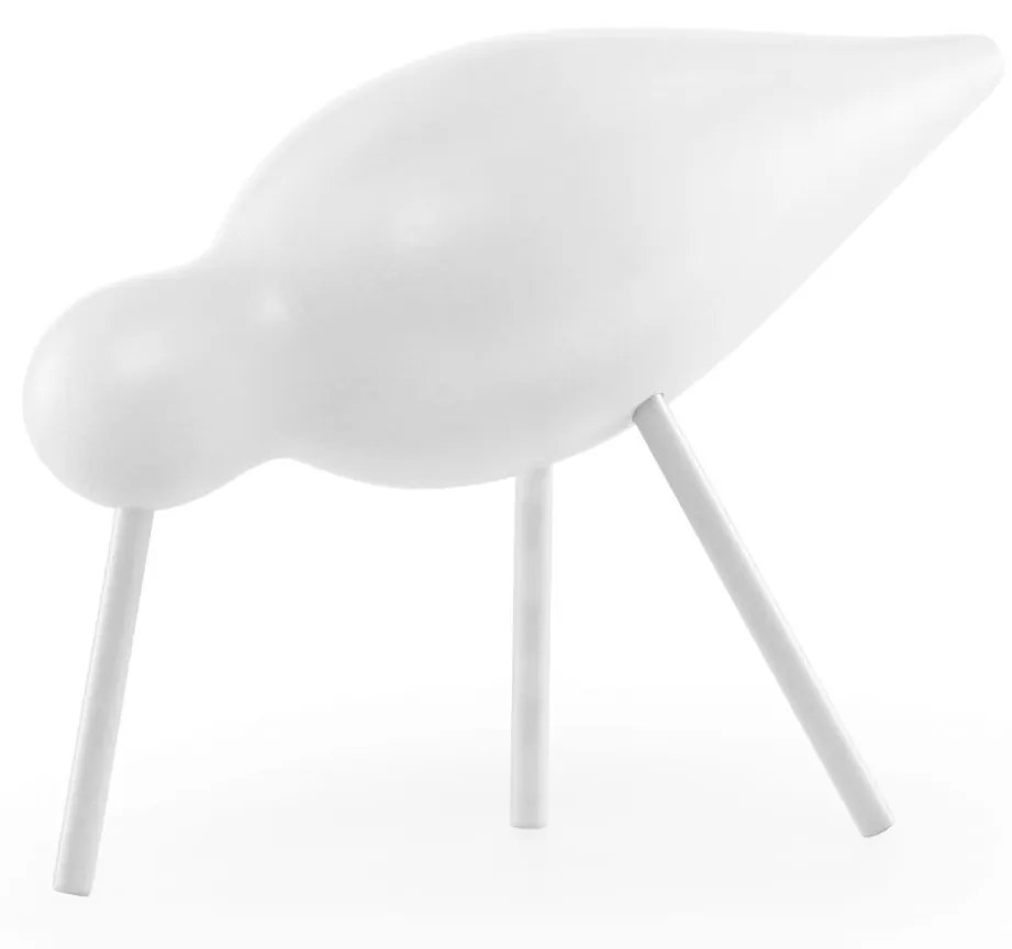 normann COPENHAGEN Dřevěný ptáček Shorebird medium White/white, bílá barva, dřevo