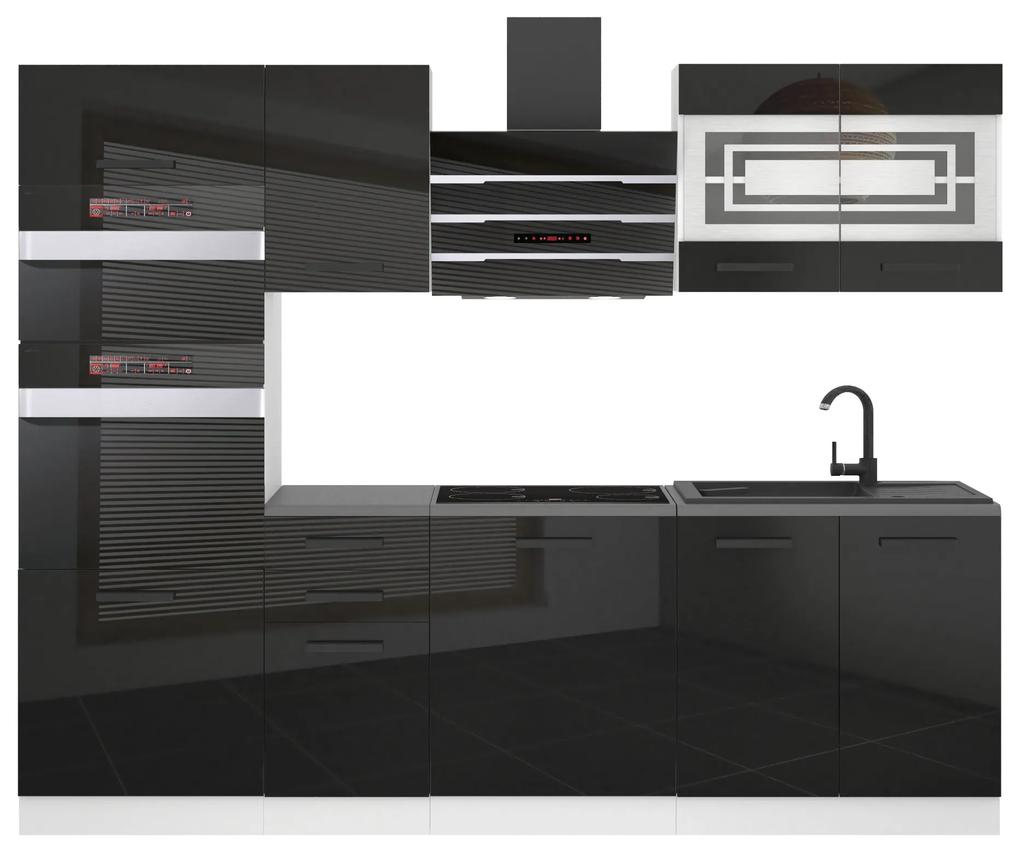 Kuchyňská linka Belini Premium Full Version 240 cm černý lesk s pracovní deskou TRACY