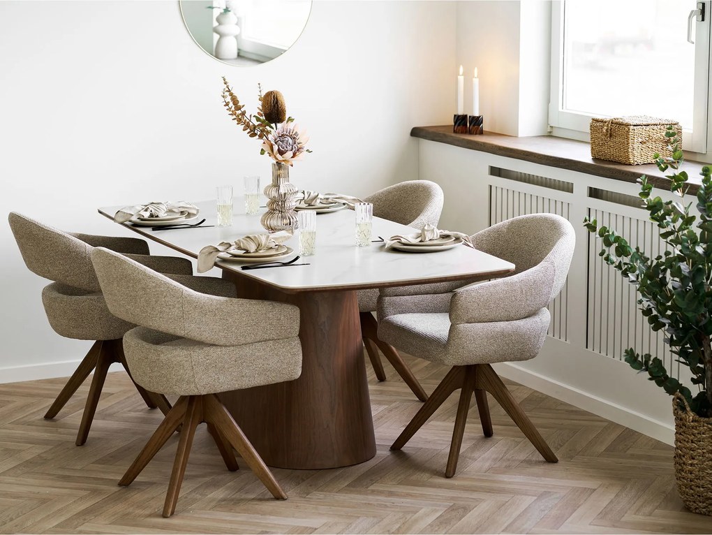 House Nordic Otočná židle DOVER béžová s dřevěnými nohami 1001409