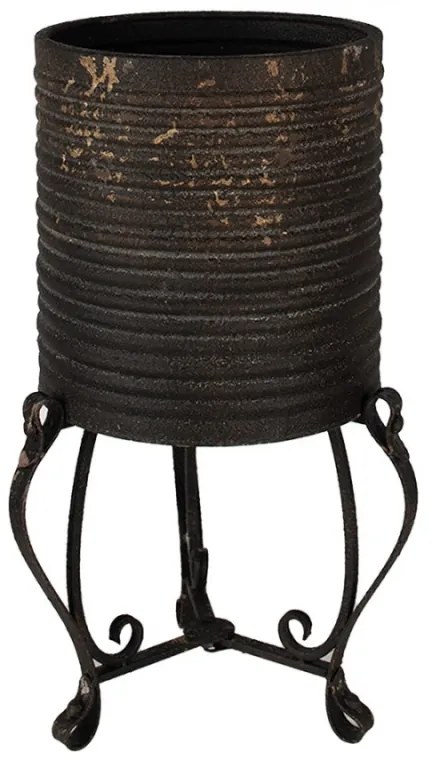 Černo-zlatý obal na květináč na dekorativnách nohách  – 29x53 cm