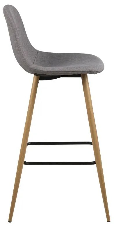 Designová barová židle Nayeli světle šedá a přírodní