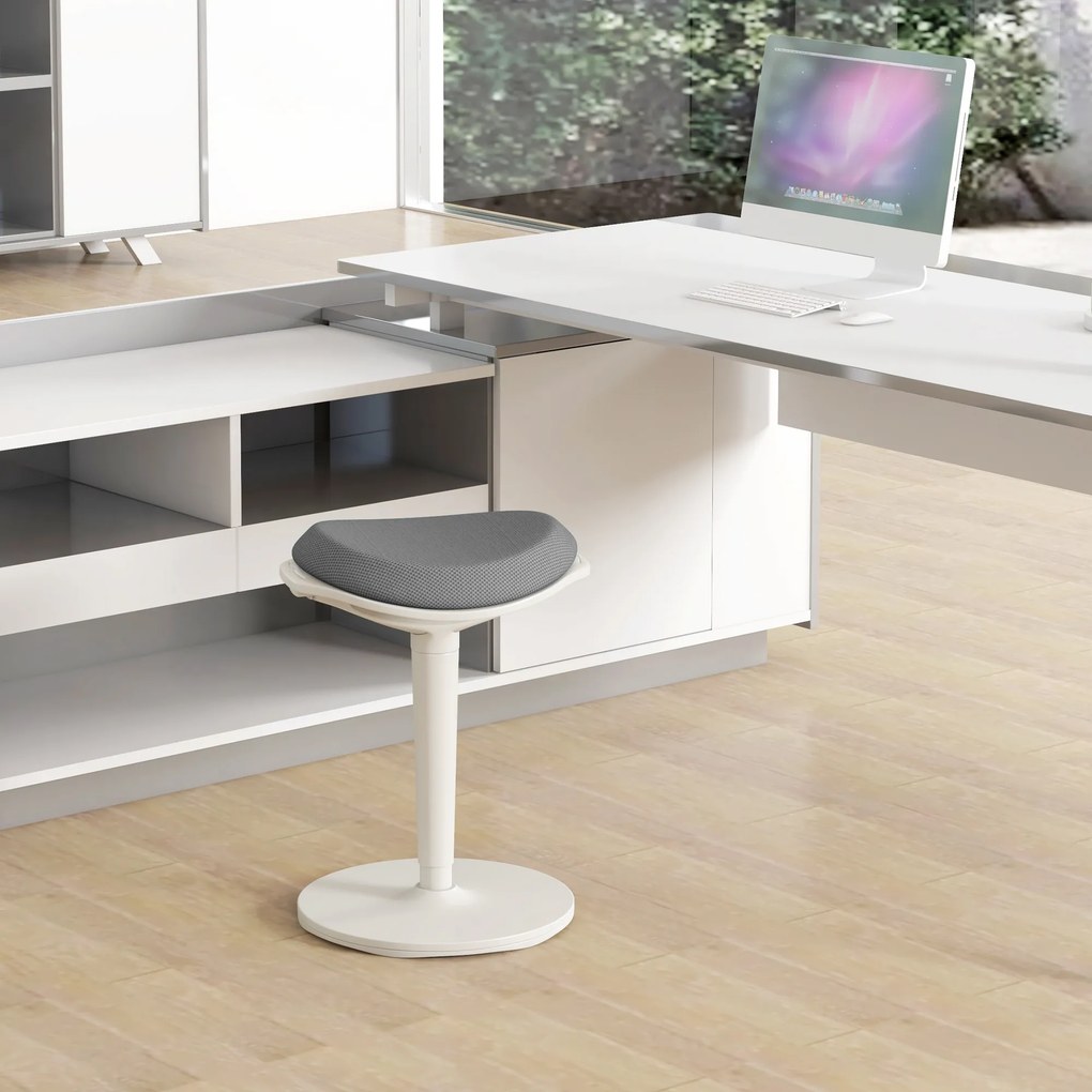 HOMCOM Kyvadlová ergonomická kancelářská stolička výškově nastavitelná otočná židle do kanceláře Síťovaná šedá pro pohodlnou práci