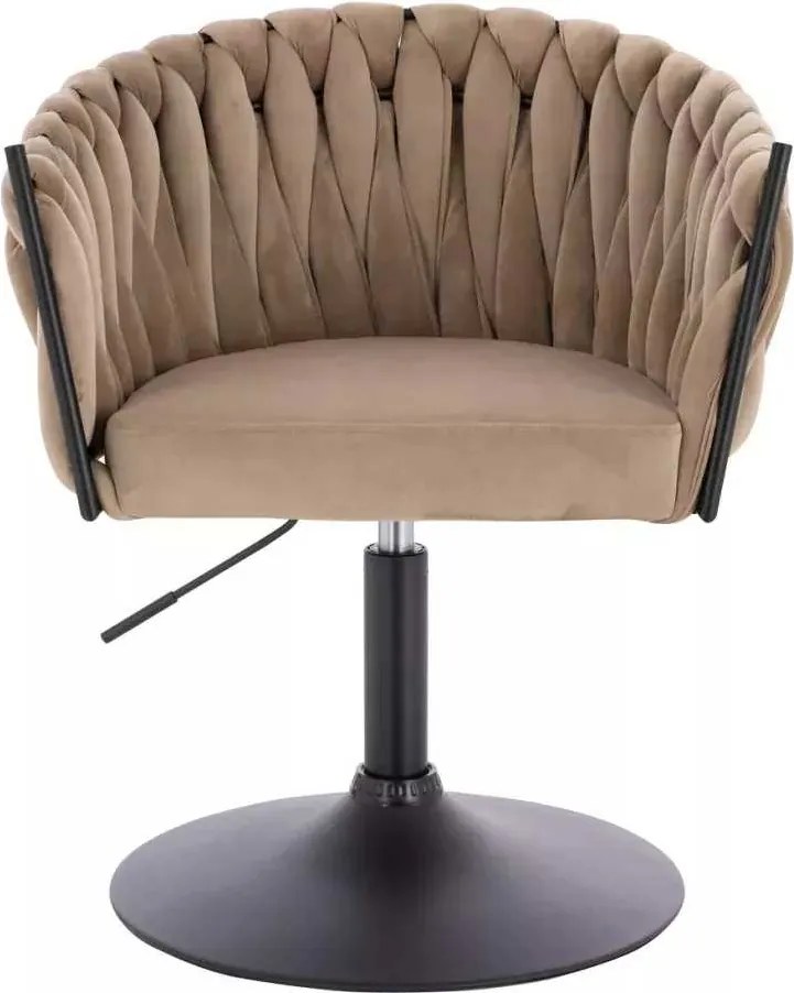LuxuryForm DESIGN Otočná židle NORDEN VELUR na černém talíři - latte