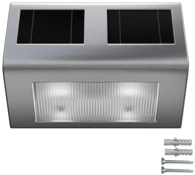 LED solární nástěnné osvětlení nerezové 101594
