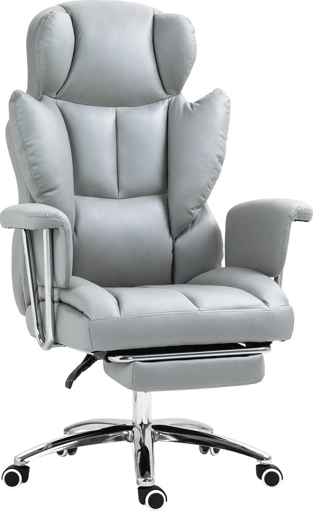 Kancelářská židle HOMCOM s funkcí polohování, ergonomická kancelářská židle, výškově nastavitelná otočná židle s podnožkou, čalouněná, nosnost do 120…