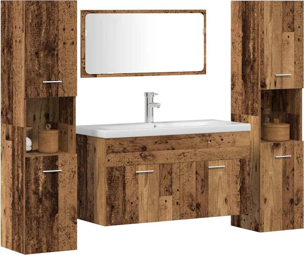 4dílná koupelnová sestava old wood kompozitní dřevo 3328595