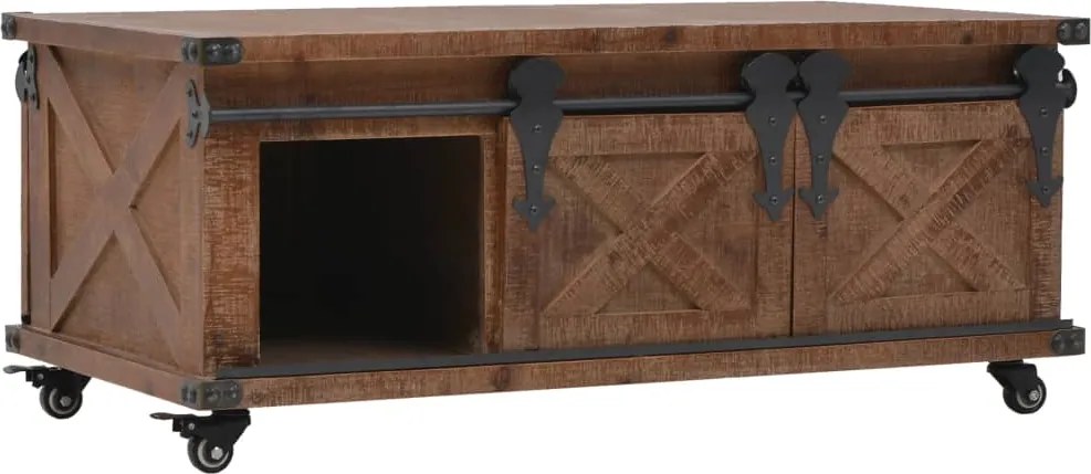 Konferenční stolek z masivní jedle 91 x 51 x 38 cm hnědý 246119