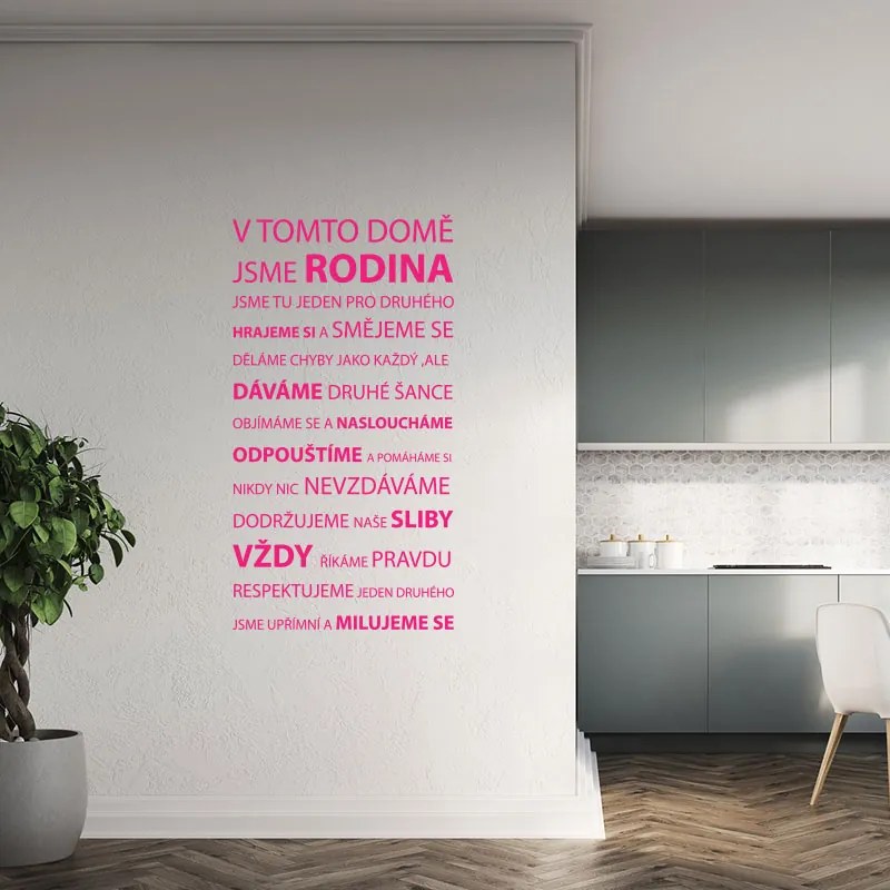 GLIX Rodinná pravidla - samolepka na zeď Oranžová 50 x 100 cm