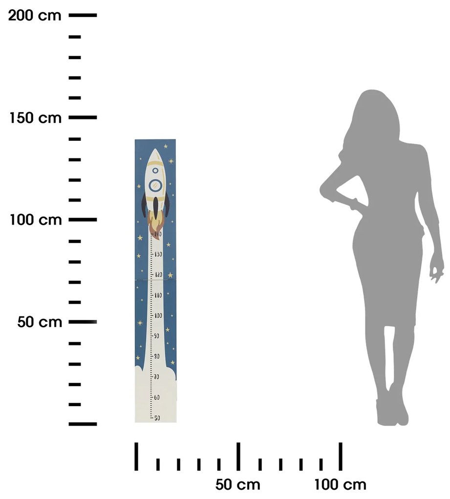 Dětský metr na zeď Space, 20x140 cm, vícebarevná