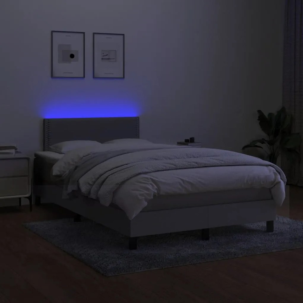 Box spring postel s matrací a LED světle šedá 120x190 cm textil 3270032