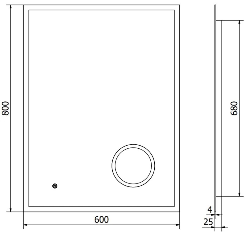 Mexen Kala, LED koupelnové zrcadlo s podsvícením a kosmetickým zrcadlem 60 x 80 cm, 6000K, ochrana proti zamlžování, 9820-060-080-611-00