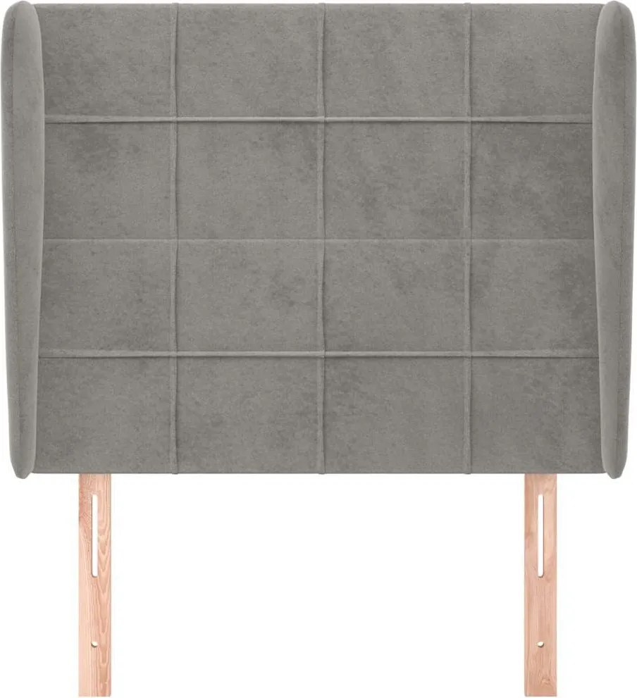 Čelo postele typu ušák světle šedé 93 x 23 x 118/128 cm samet 3117992