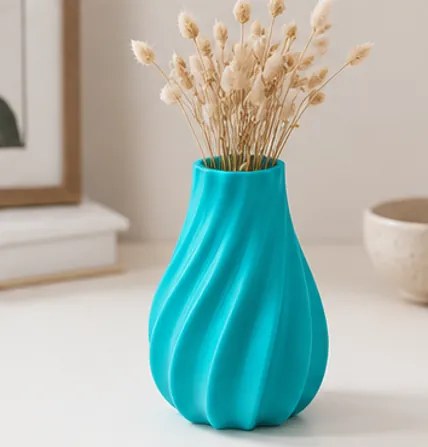 váza, styl moderní, plast, 16x9x9 cm, tyrkysová, Dekorino VD0260013
