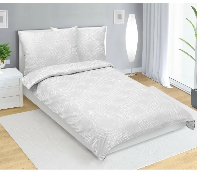 Bellatex Saténové povlečení Linie bílá, 140 x 220 cm, 70 x 90 cm