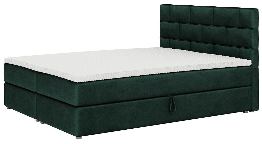 Kontinentální postel 140x200 cm Waller (tmavě zelená) (s roštem a matrací). 1007713