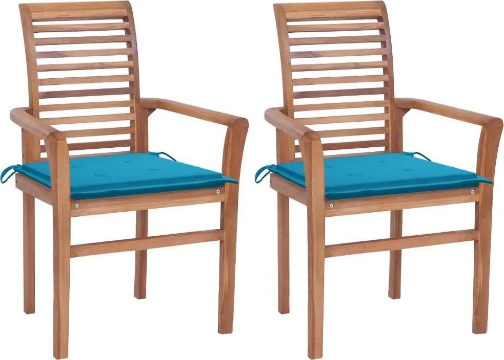 vidaXL Jídelní židle 2 ks podušky masivní teak [3062598] Barva: Šedá
